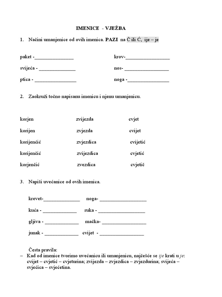 Umanjenice I Učevanica | PDF