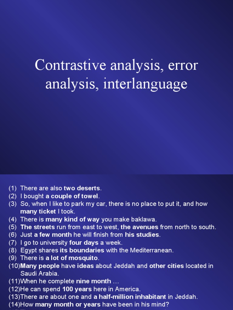 Contrastive Analysis, Error Analysis, Interlanguage | PDF | Second Language | Neuropsychological ...