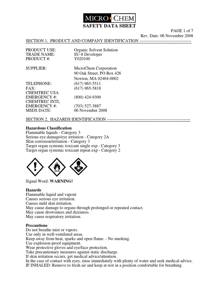 Safety Data Sheet: Hazardous Classification | PDF | Toxicity | Firefighting