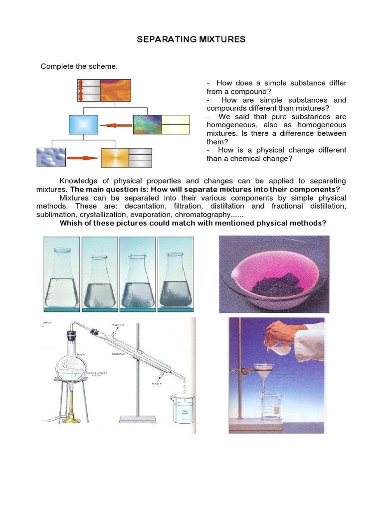 Separating Mixtures: The Main Question Is: How Will Separate Mixtures ...