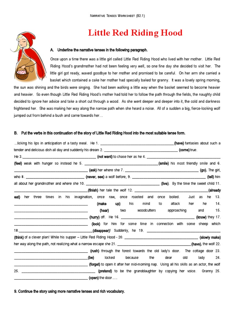 Little Red Riding Hood Quiz Narrative Tenses | PDF | Little Red Riding Hood