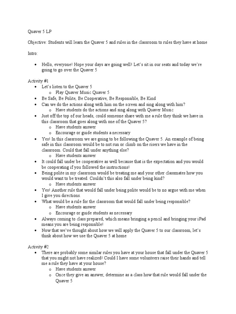 Quaver 5 LP | PDF | Classroom