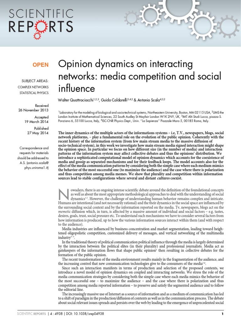 Opinion Dynamics On Interacting Networks Media Competition and Social ...