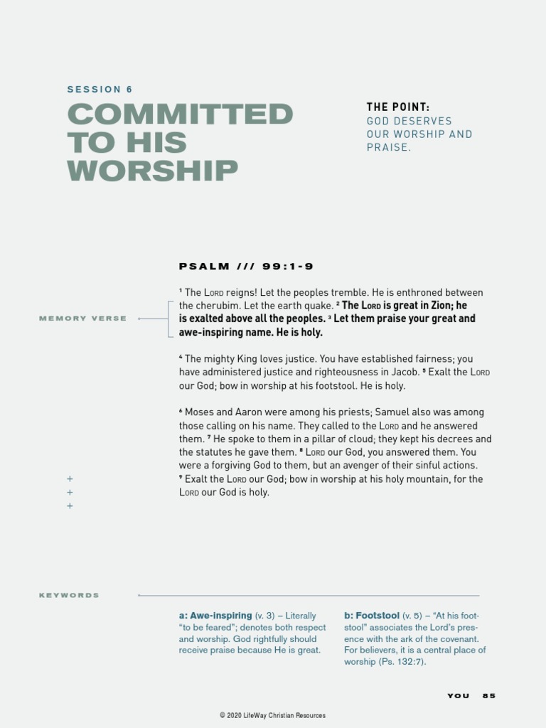 Session 6: Committed To His Worship | PDF | Jesus | Prayer
