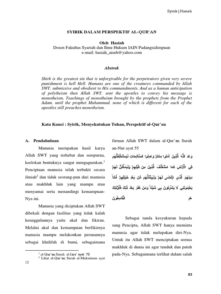 Syirik Macam Dan Contohnya | PDF