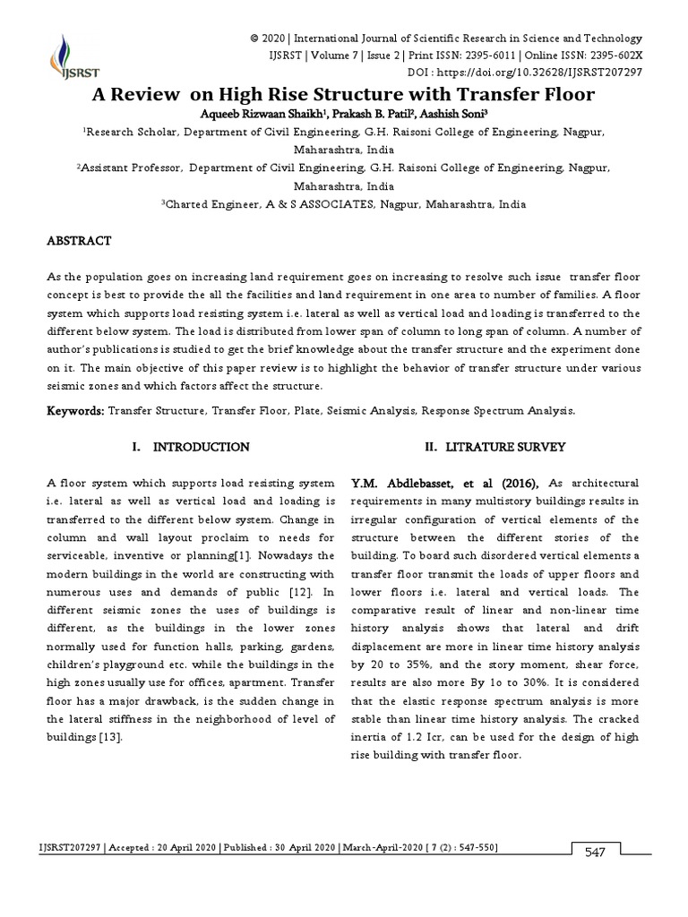 Review On High Rise Structure With Transfer Floor | PDF | Creep ...