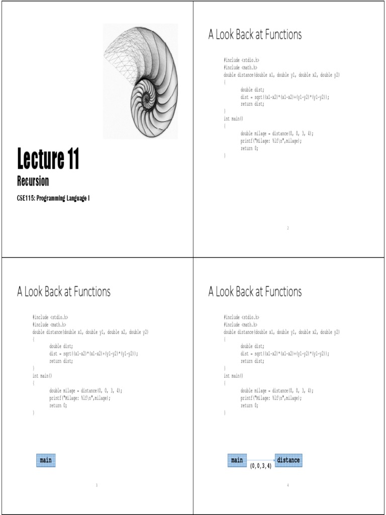 A Look Back at Functions: Recursion | PDF | Recursion | Subroutine