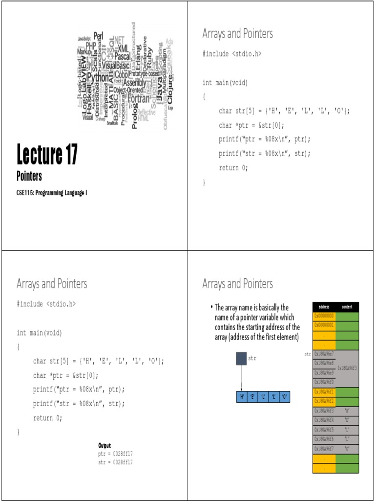 Lec 17 PDF | PDF | Pointer (Computer Programming) | Software Development