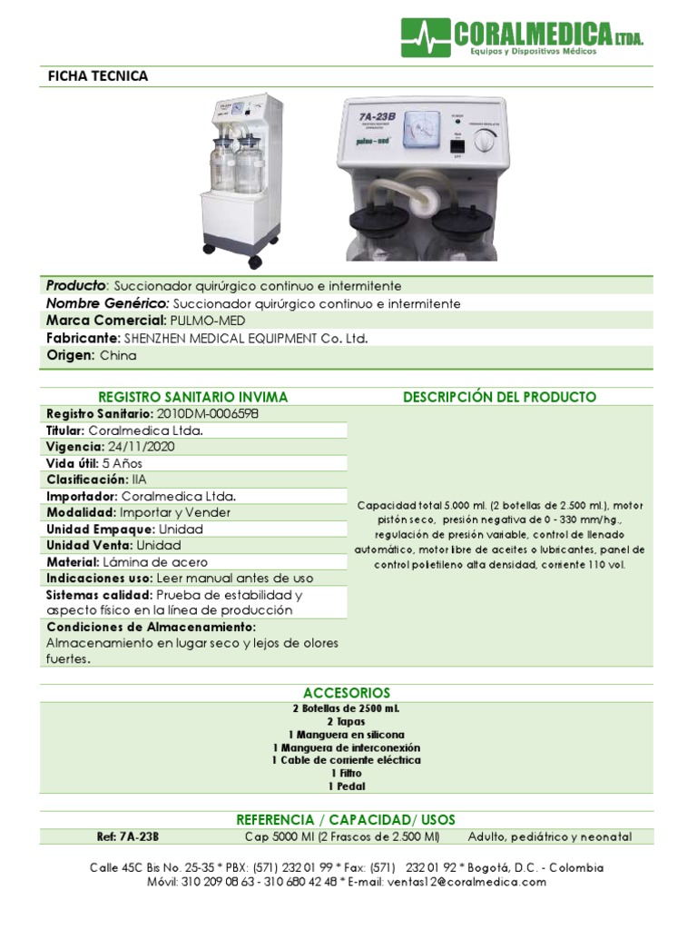 Succionador Quirurgico Continuo e Intermitente 7a-23b PDF | PDF