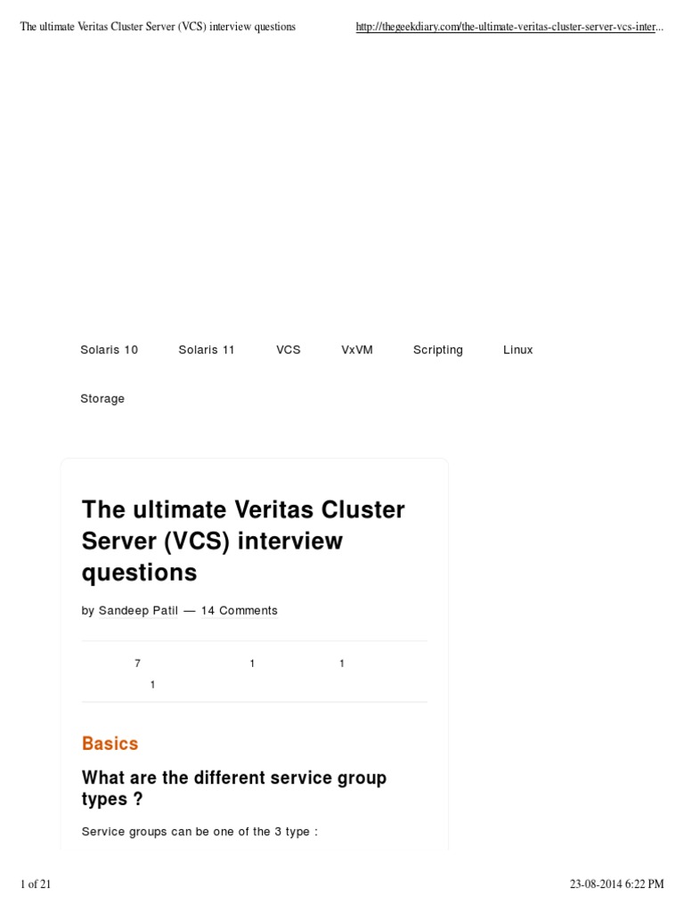 The Ultimate Veritas Cluster Server (VCS) Interview Questions PDF | PDF | Digital Technology ...