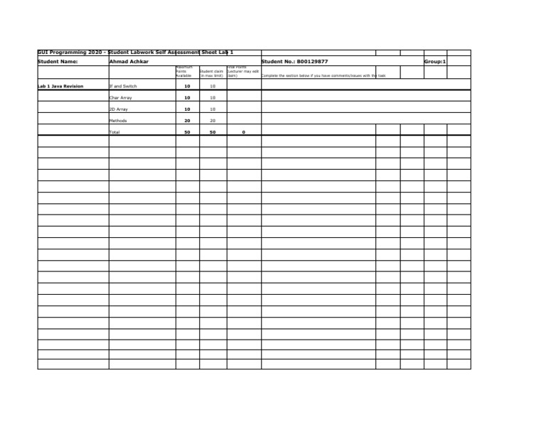 GUI Programming 2020 - Student Labwork Self Assessment Sheet Lab 1 Student Name: Ahmad Achkar ...