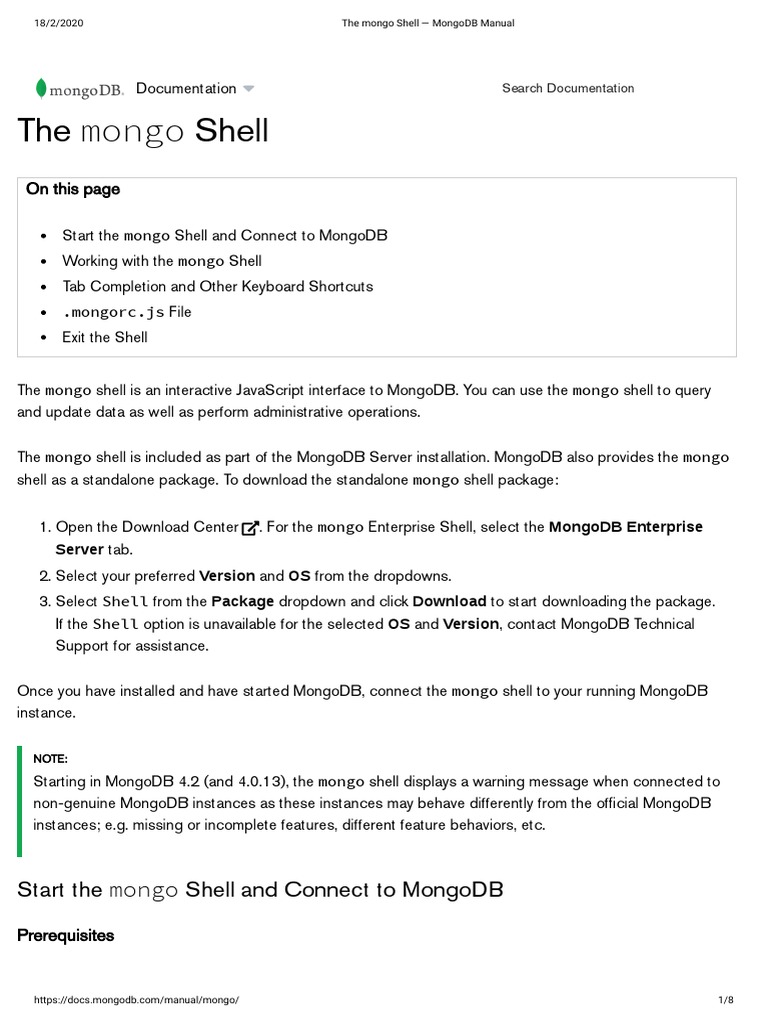 The Mongo Shell - MongoDB Manual Ingles | PDF | Mongo Db | Shell ...