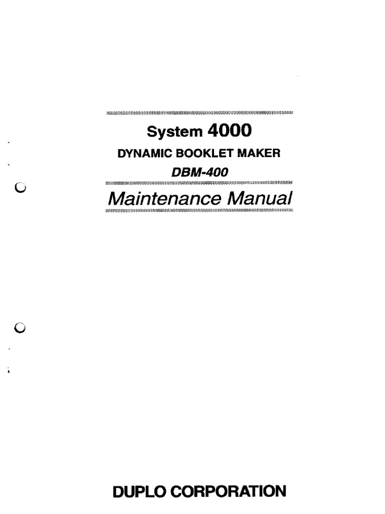 Duplo DBM-400 Maintenance | PDF
