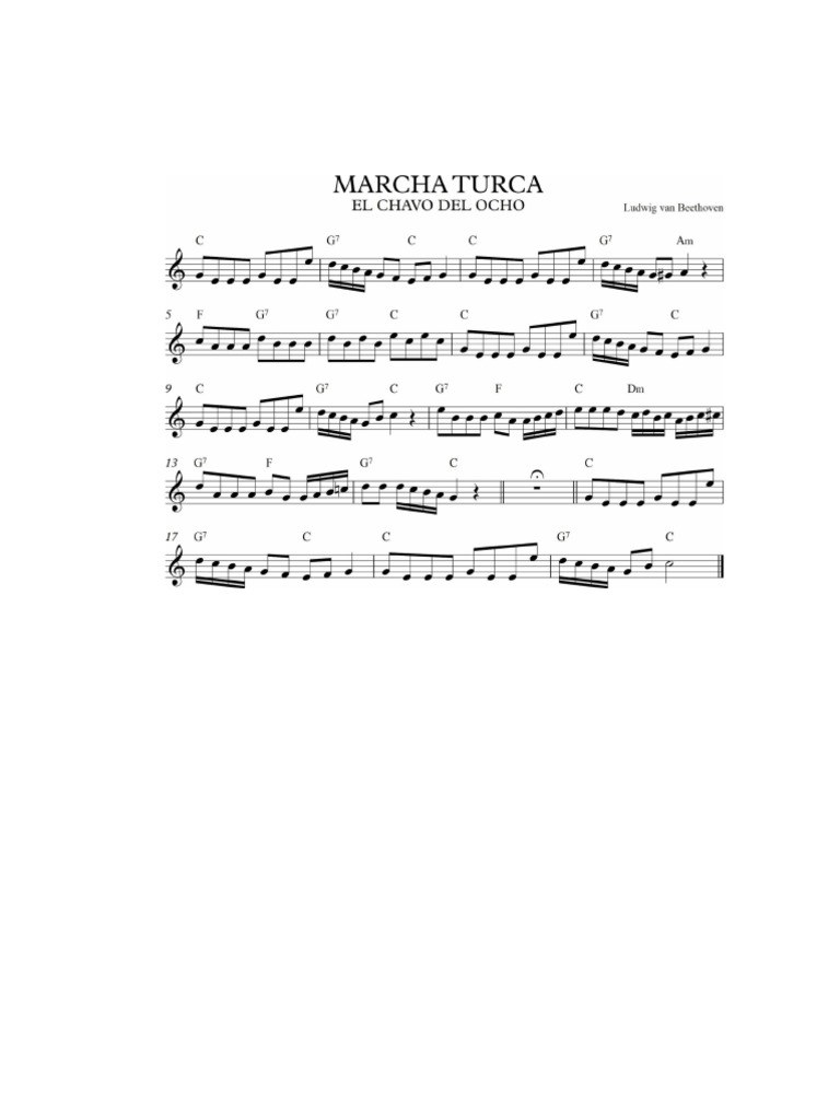 Partitura de Marcha Turka (Beethoven) | PDF