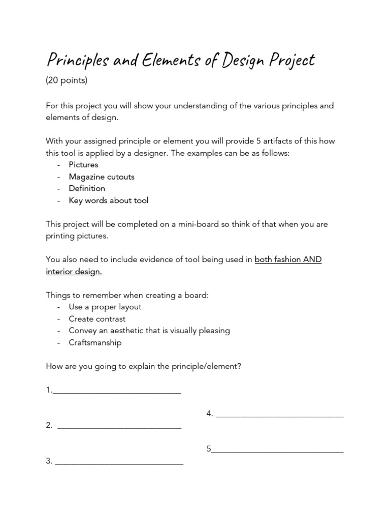 Principles and Elements Project | PDF