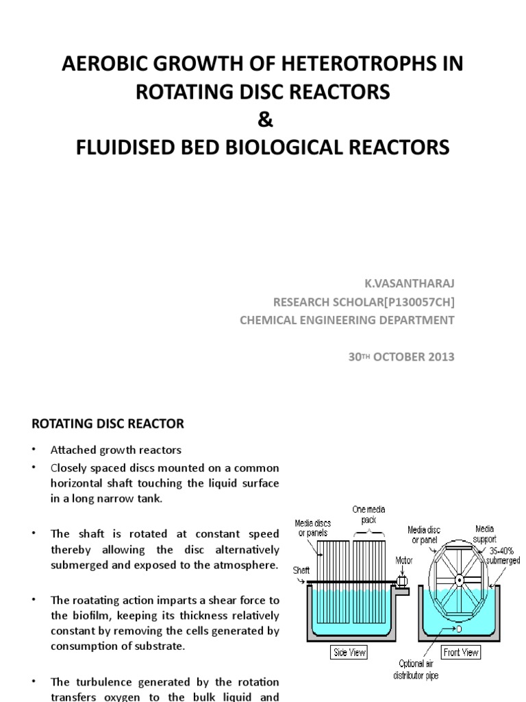Aerobic Growth of Heterotrophs in Rotating Disc Reactors & Fluidised ...