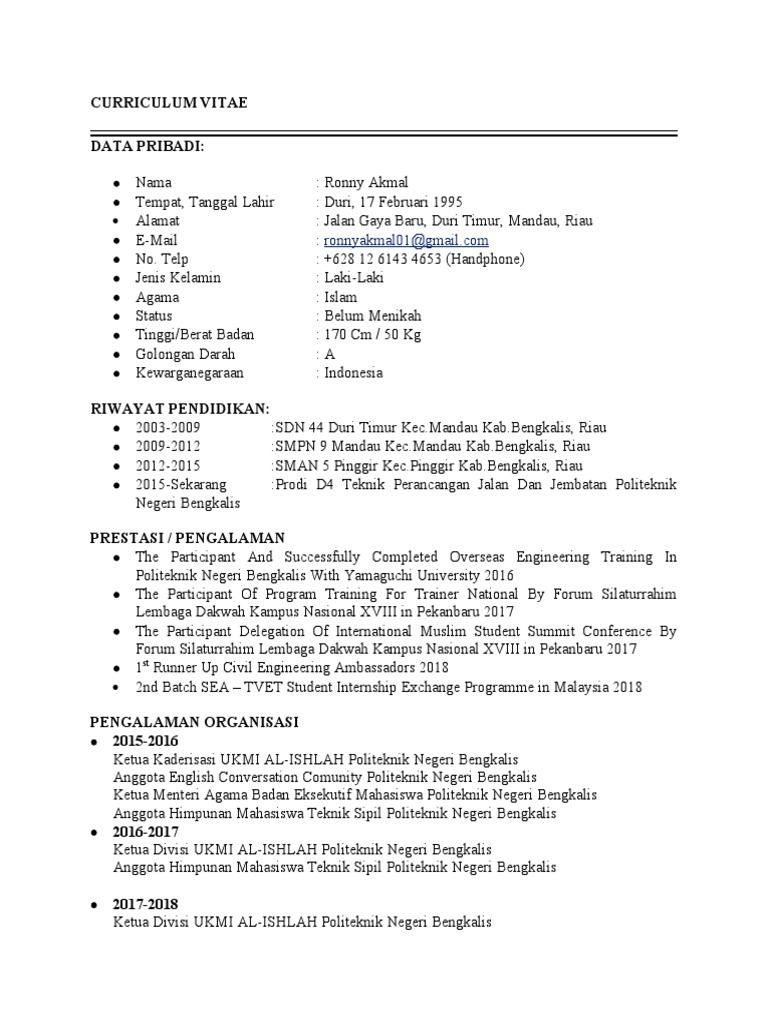 CV Ronny Akmal | PDF