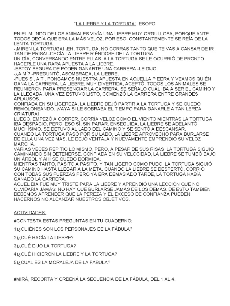La Liebre y La Tortuga | PDF | Ocio | Deportes