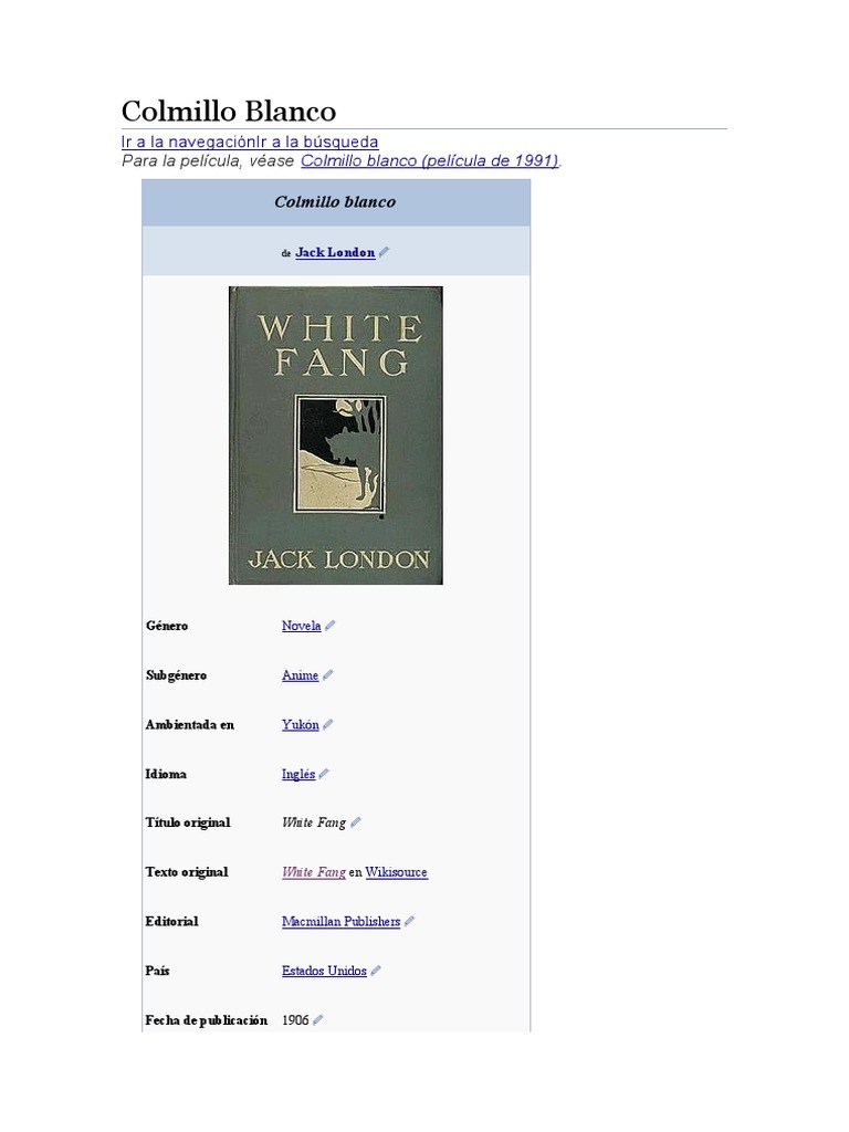 Colmillo Blanco | PDF | Colmillo Blanco