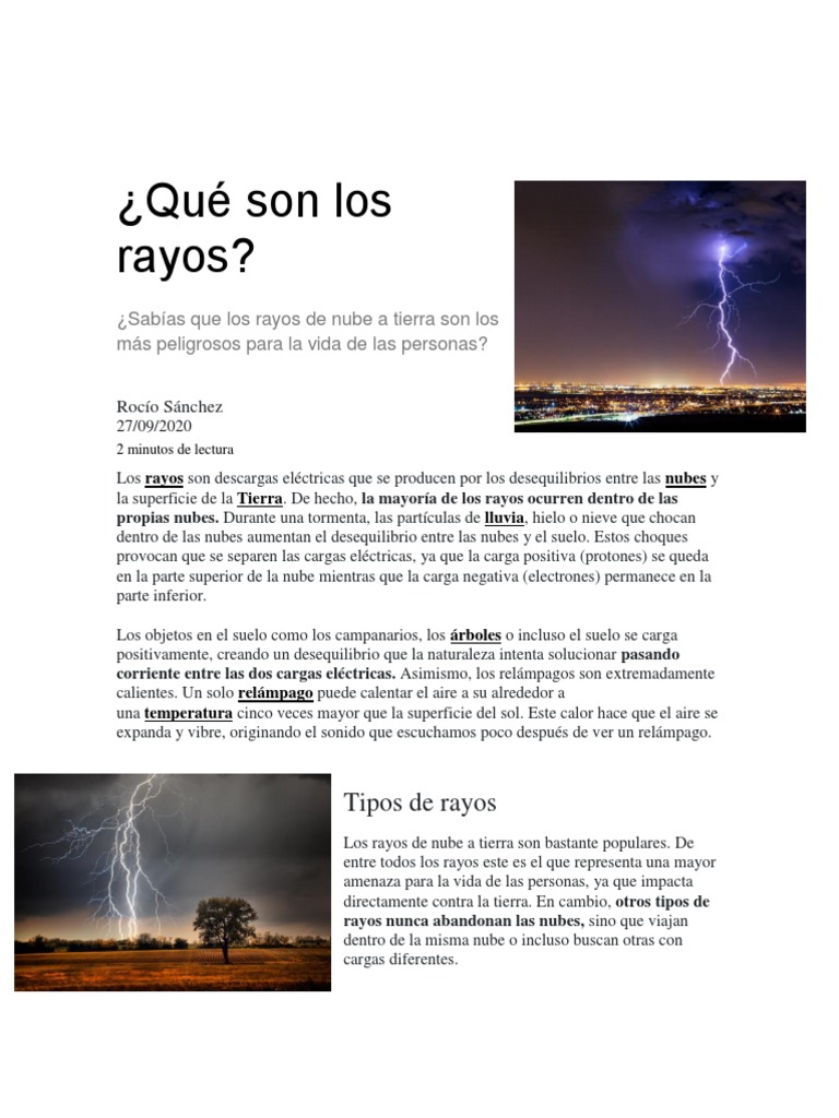 Qué Son Los Rayos | PDF | Relámpago | Nube