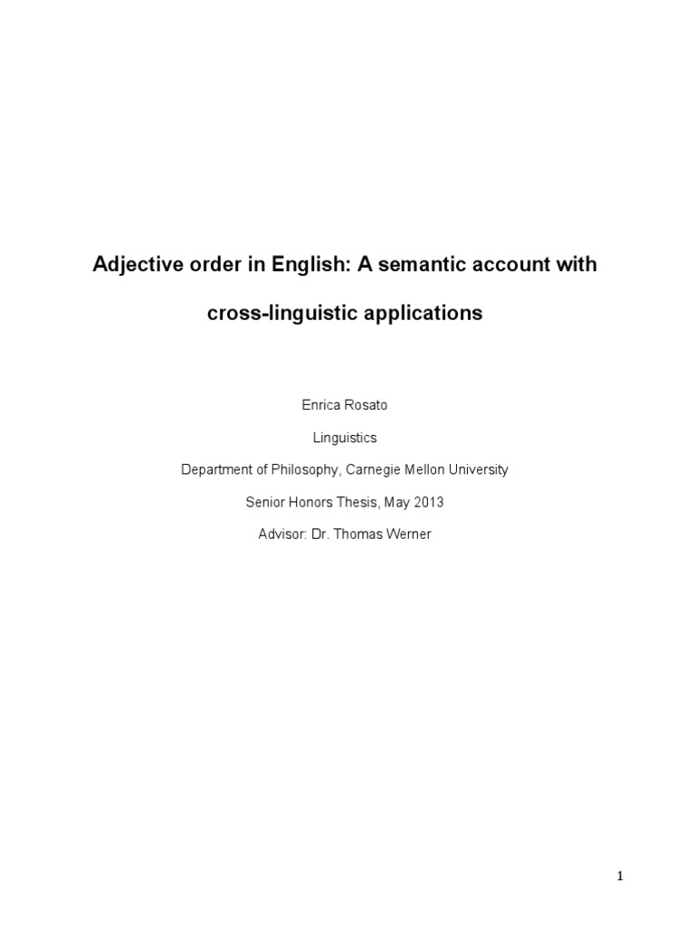 Adjectives A Semantic and Syntax Perspective | PDF | Adjective | Semantics