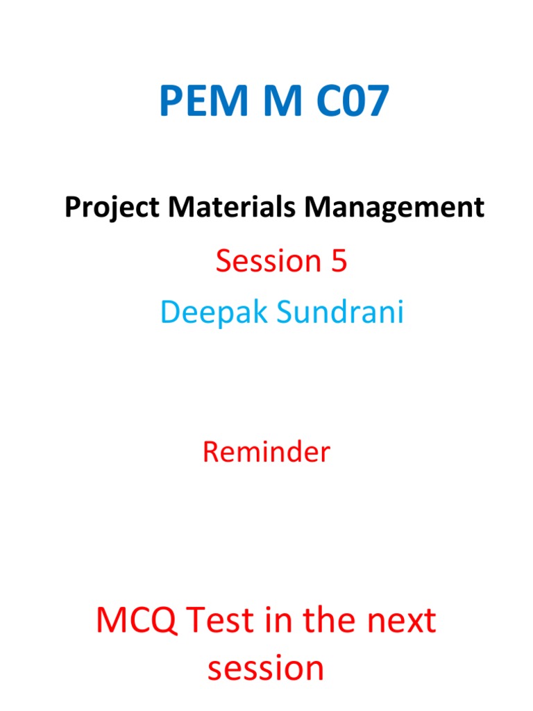 Pem M C07: Project Materials Management | Download Free PDF | Inventory ...