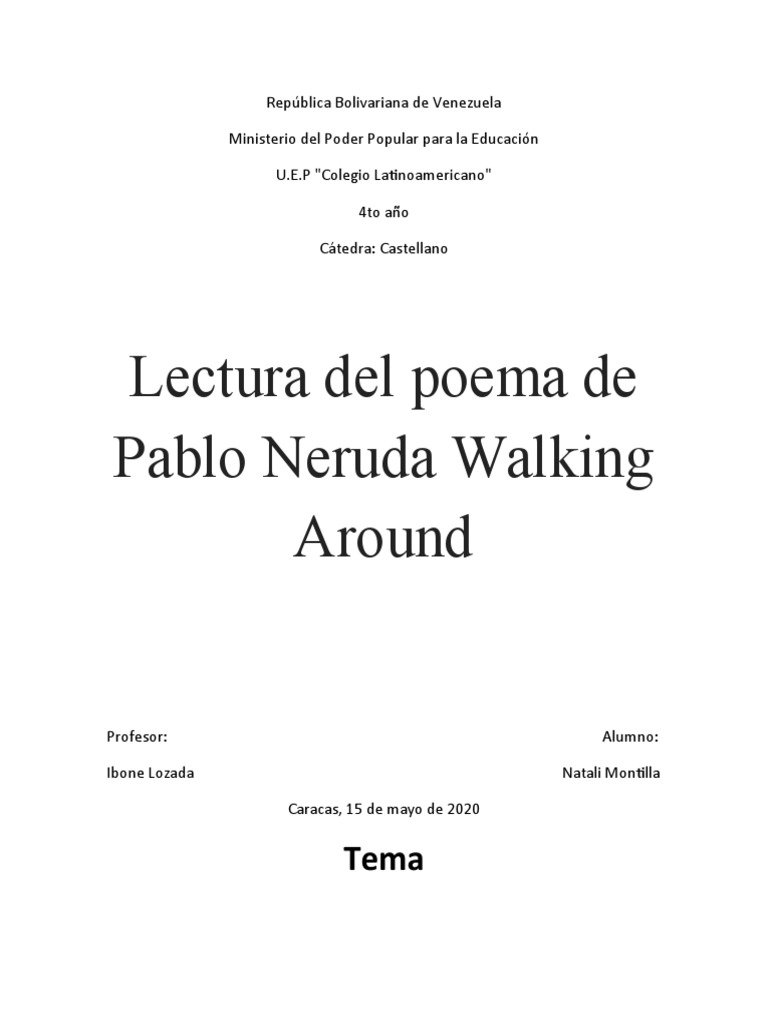 Análisis de "Walking Around" de Neruda | PDF | Poesía