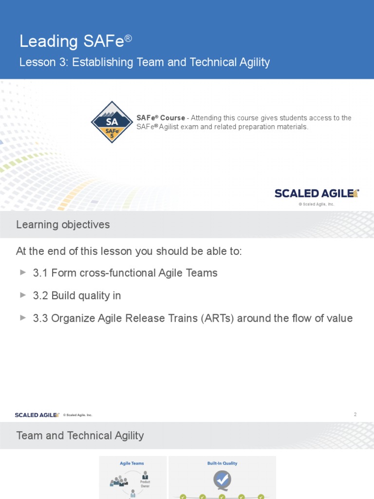03 Establishing Team and Technical Agility (5.0.1) | PDF | Agile ...