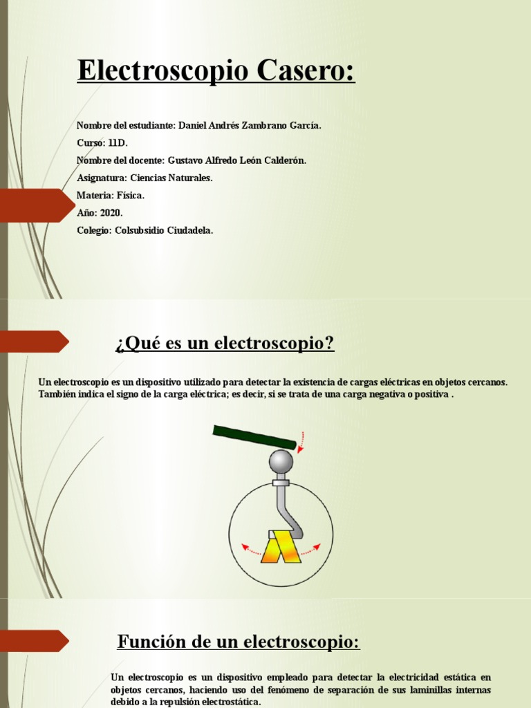 Electroscopio | PDF | Electrostática | Cantidades fisicas
