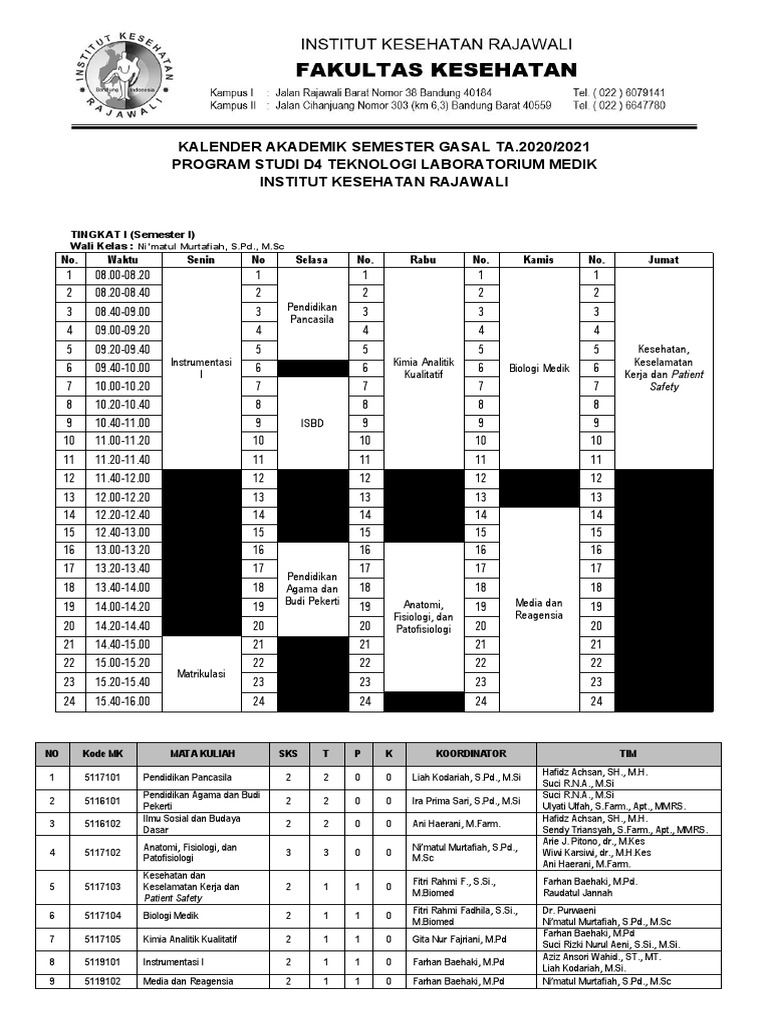D4 TLM - Jadwal Kuliah Dan Kalender Akademik GASAL TA2020-2021 - Fix ...