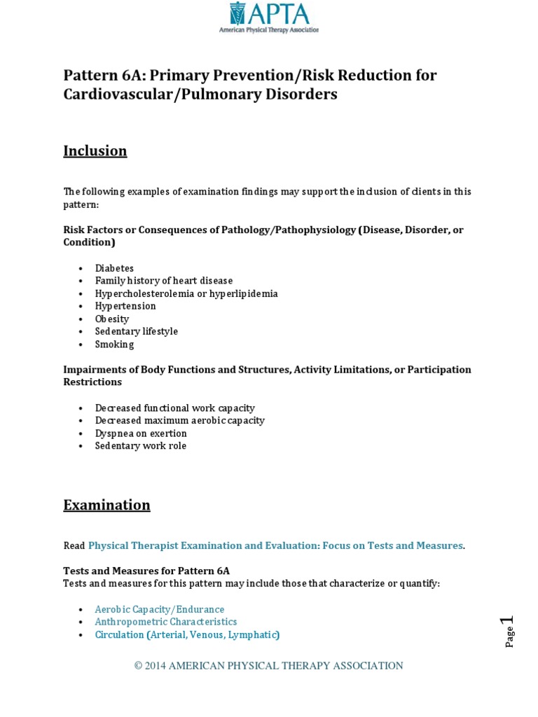 Pattern 6A: Primary Prevention/Risk Reduction For Cardiovascular ...