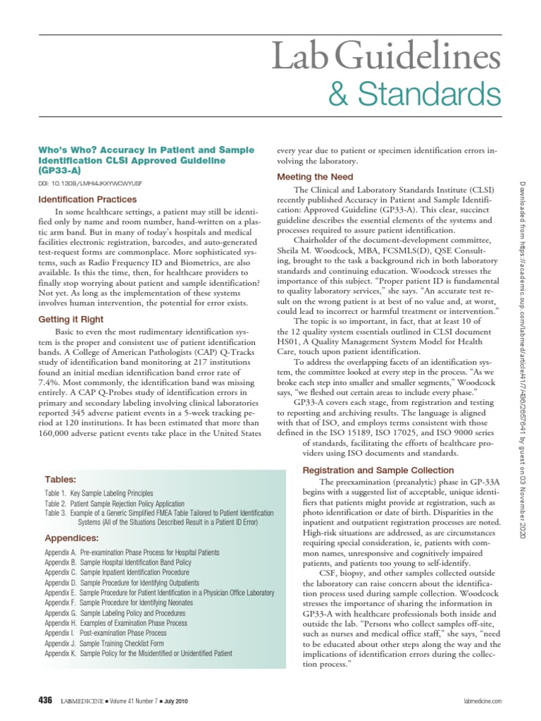 GP33 Manual Clsi | Download Free PDF | Patient | Risk Management