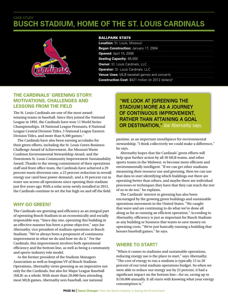 Cardinals Case Study | PDF | St. Louis Cardinals | Green Building