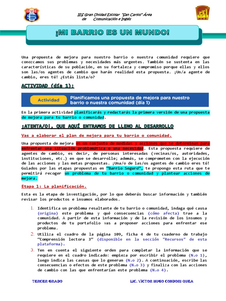 Nuestro Barrio o Comunidad También Es Nuestro Hogar PDF | PDF