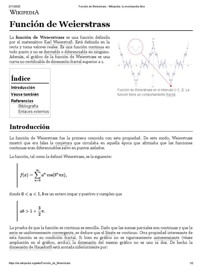 Función de Weierstrass | PDF | Conceptos matemáticos | Funciones y mapeos