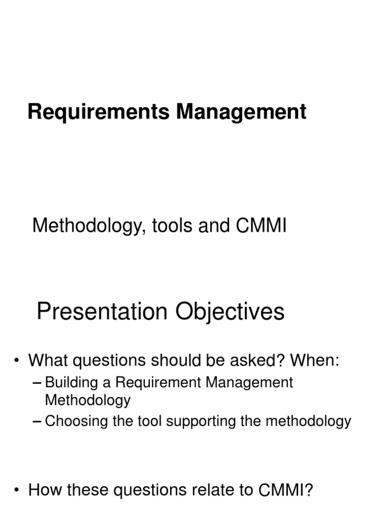 Requirements Management: Methodology, Tools and CMMI | PDF ...