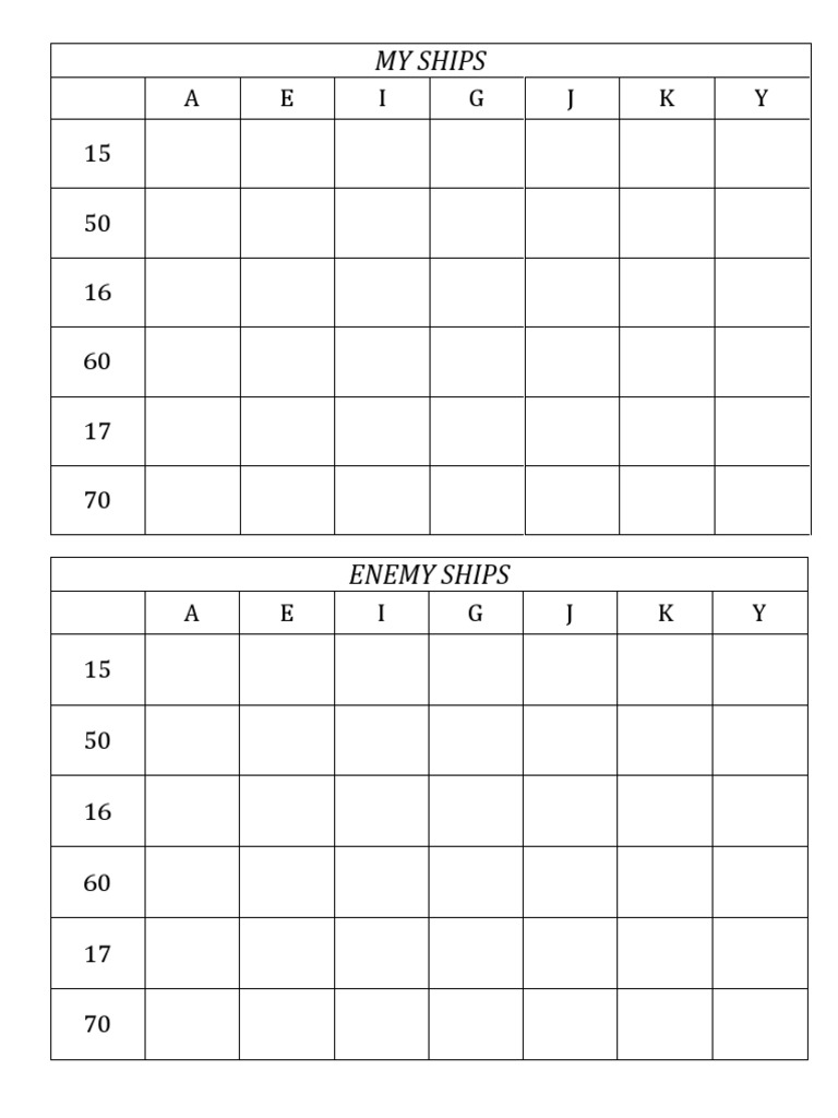 Battleship Ship and Number Overview | PDF