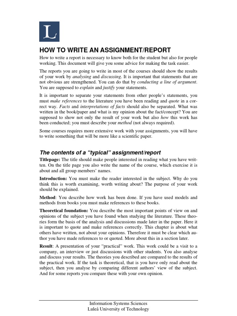 Writing Effective Assignment Reports | PDF | Knowledge | Books