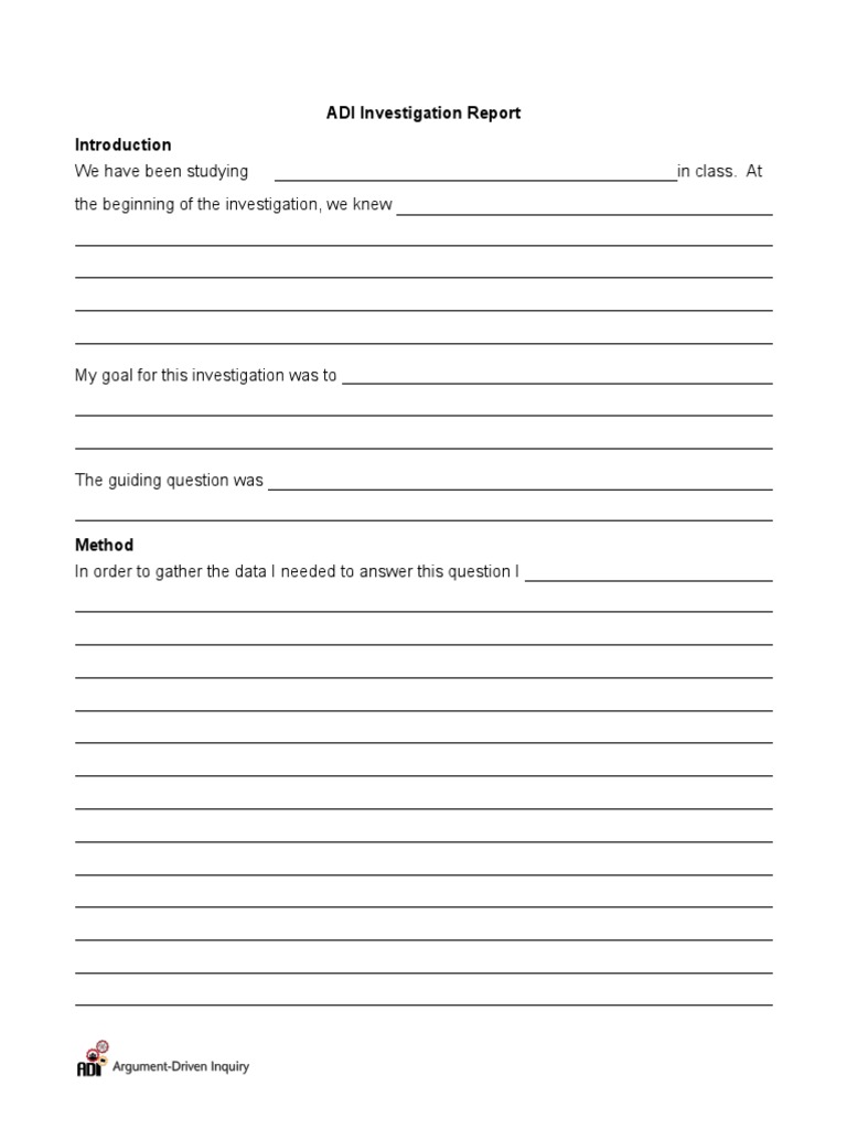 Adi Investigation Report With Sentence Starters v3 | PDF