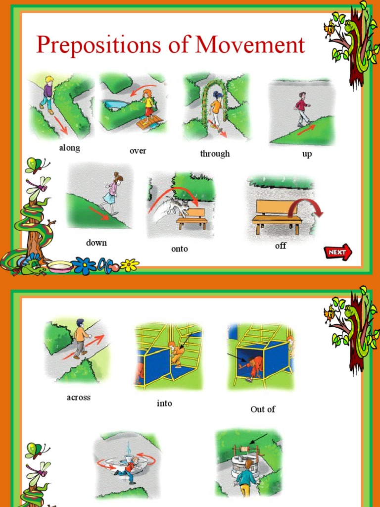 Prepositions Of Movement Along Through Over Up Pdf Leisure Sports