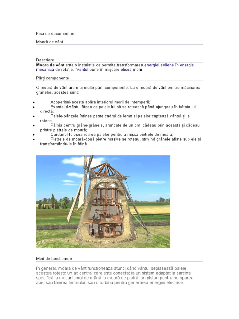 Fisa de Documentare - Moara de Vant | PDF
