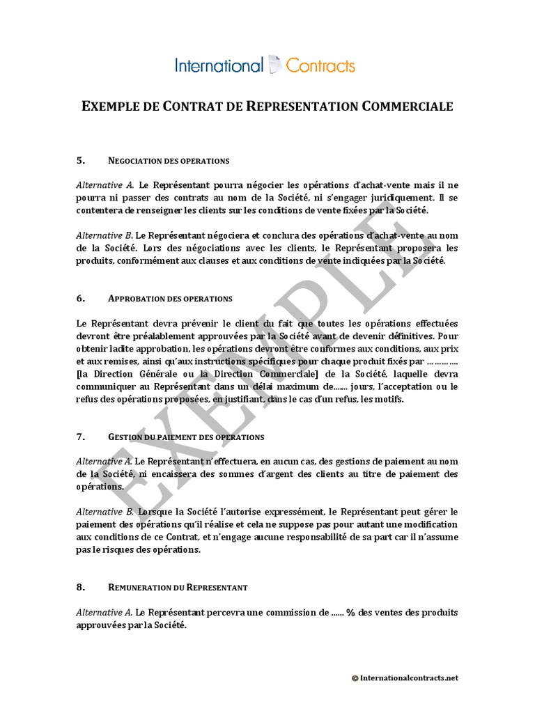 Contrat de Representation Commerciale PDF | PDF | Sodles | Facture