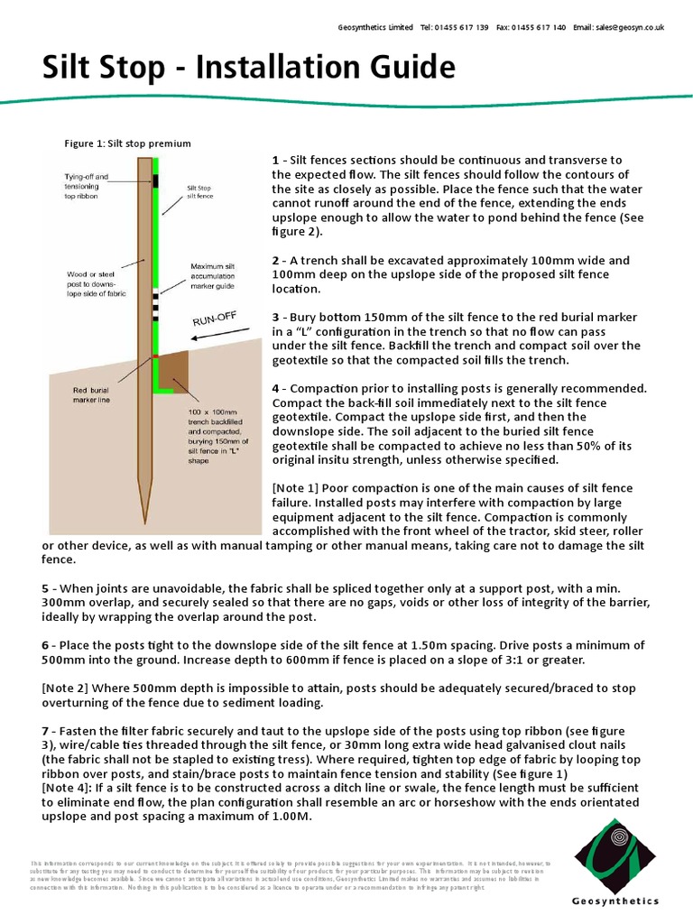 Silt Stop Installation Guide 1 | PDF | Soil | Water