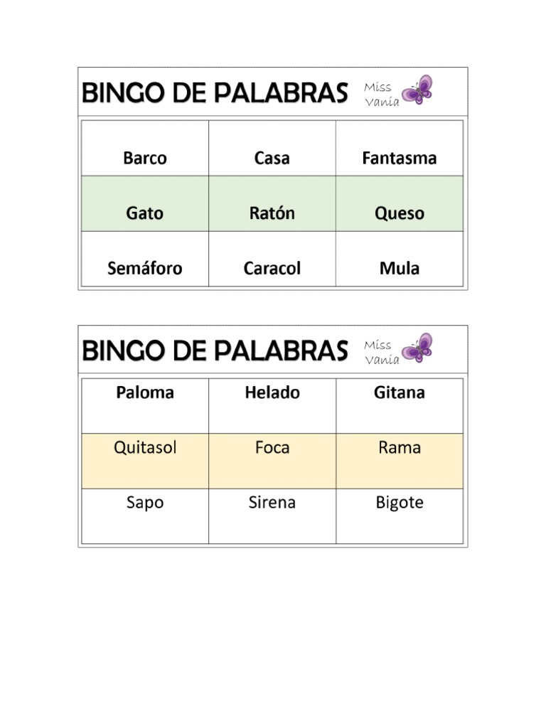 Bingo de Palabras | PDF
