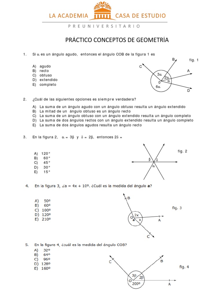 Práctico Conceptos Geometría | PDF | Ángulo | Geometría Elemental