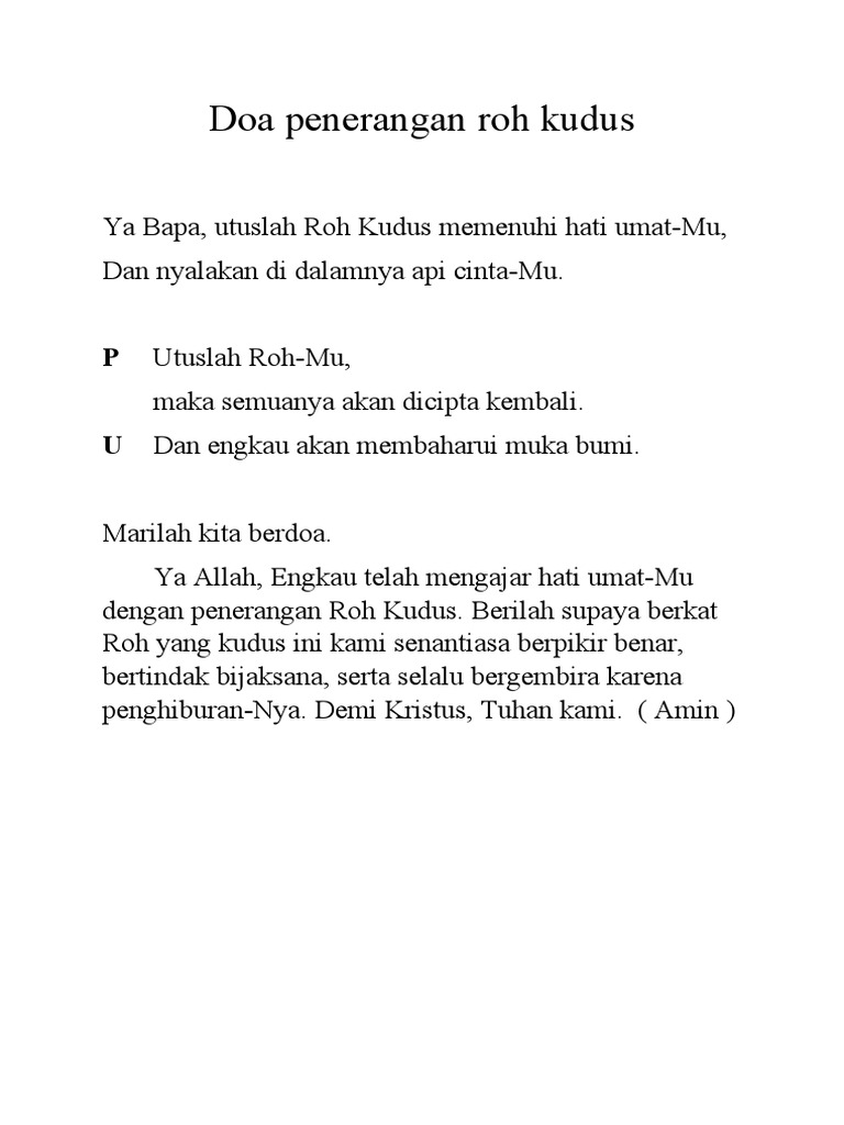 Doa Penerangan Roh Kudus | PDF | Agama & Spiritualitas