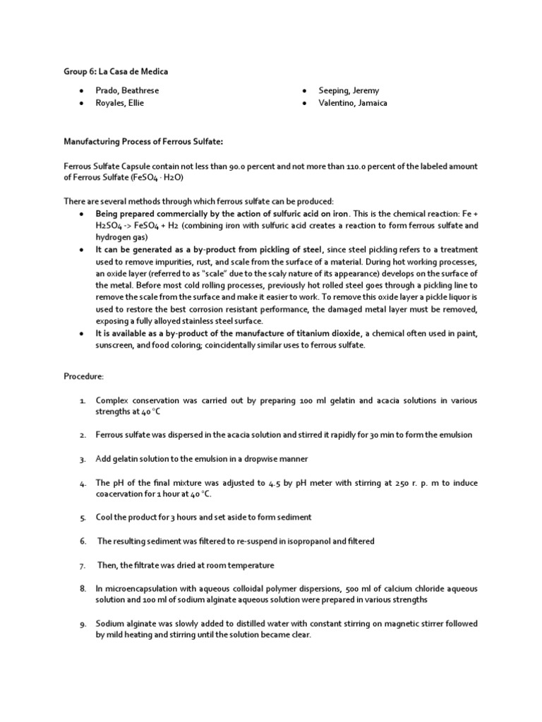 Manufacturing Process of Ferrous Sulfate | Download Free PDF | Sulfuric ...