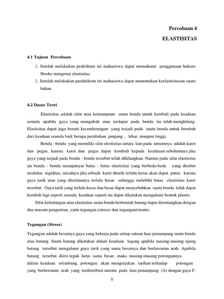 Percobaan 4 Elastisitas PDF | PDF