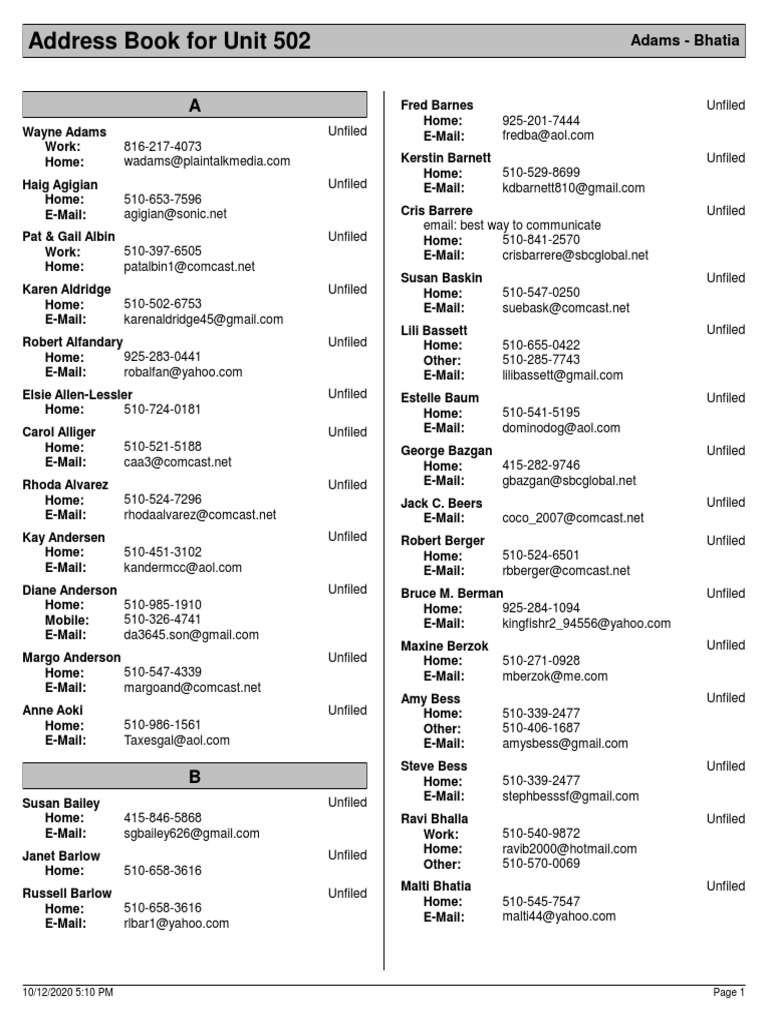 Addressbook | PDF | Books | Computing