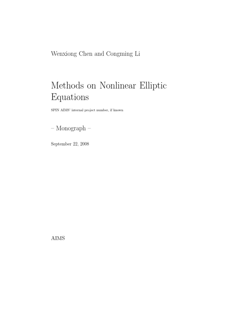 Methods On Nonlinear Elliptic PDE | PDF | Distribution (Mathematics) | Partial Differential Equation